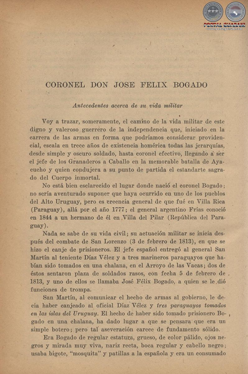 Portal Guaraní - JOSÉ FÉLIX BOGADO (+) - CORONEL DON JOSÉ FÉLIX BOGADO ...