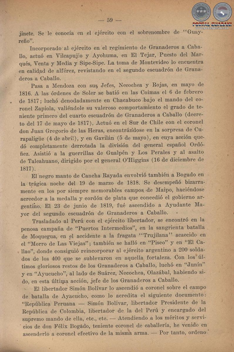 Portal Guaraní - JOSÉ FÉLIX BOGADO (+) - CORONEL DON JOSÉ FÉLIX BOGADO ...