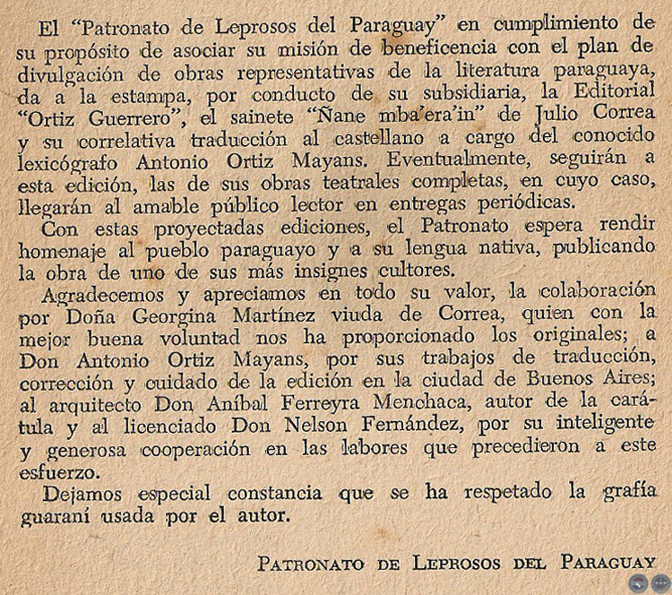 Portal Guaraní - ÑANE MBAʼERAʼÎN - Sainete en tres actos de JULIO ...