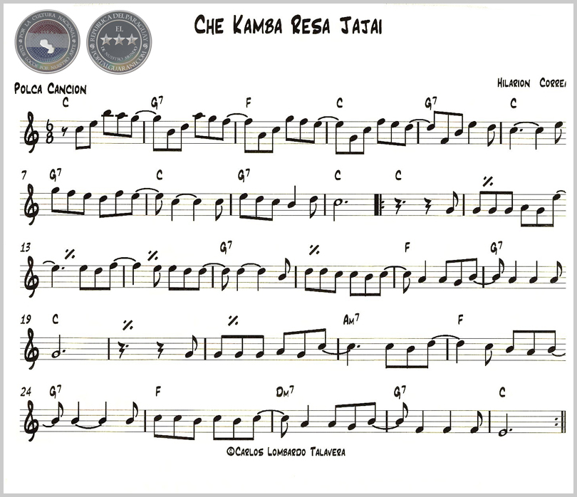 Portal Guaraní - CHE KAMBA RESA JAJAI (Partitura) - HILARIÓN CORREA ...
