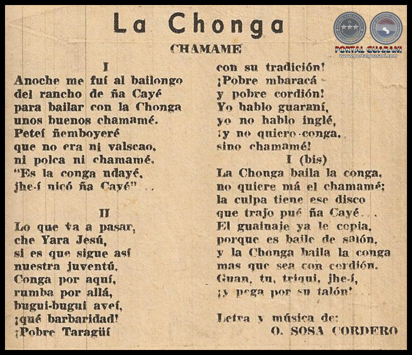 Portal Guaraní - LA CHONGA - Chamamé de OSVALDO SOSA CORDERO - JOSÉ ...