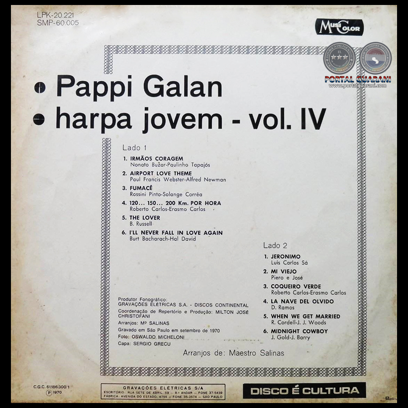 Portal Guaraní - HARPA JOVEM - VOLUMEN 4 - PAPI GALÁN - Año 1970